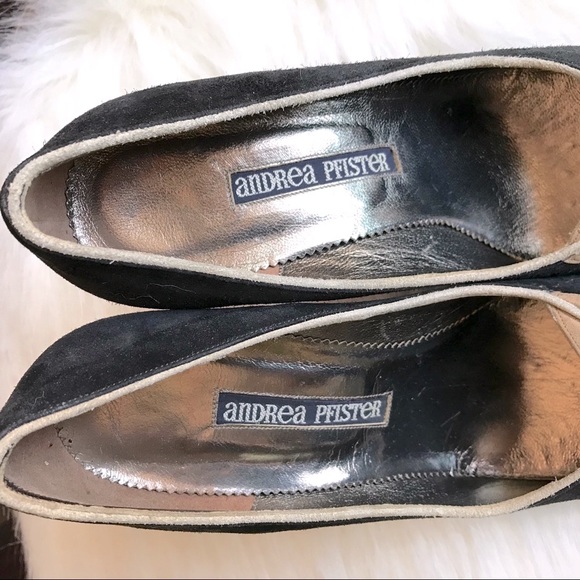 Shoes | Vintage Andrea Pfister Suede Peeptoe Pumps | Poshmark